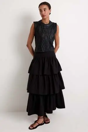 MARIE OLIVER Baylor Tiered Maxi Skirt - Black