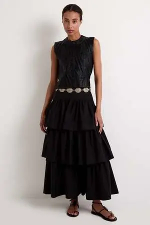 MARIE OLIVER Baylor Tiered Maxi Skirt - Black