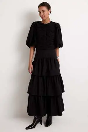 MARIE OLIVER Baylor Tiered Maxi Skirt - Black