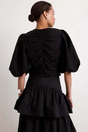 MARIE OLIVER Rowan Ruched Puff Sleeve Cropped Top