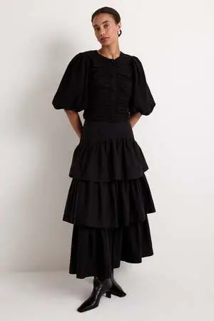 MARIE OLIVER Rowan Ruched Puff Sleeve Cropped Top