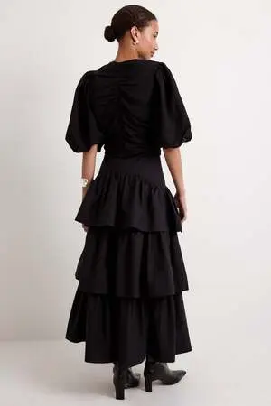MARIE OLIVER Rowan Ruched Puff Sleeve Cropped Top