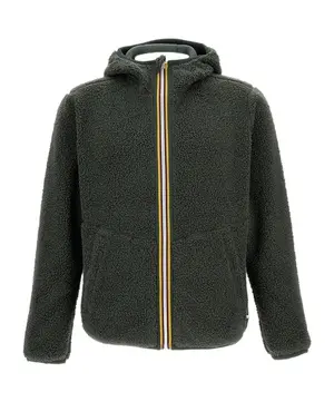 K-WAY Hooded Casual Jacket With Zip Fastening - Black