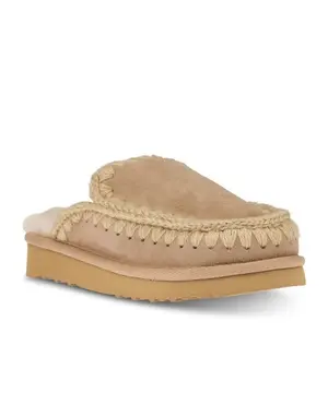 Mou Thick-soled Muller Slippers With Crocheted Stitching