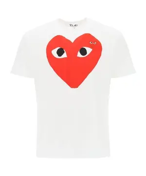 Play Comme Des Garcon Heart-print Logo-patch T-shirt