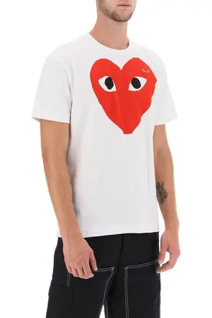 Play Comme Des Garcon Heart-print Logo-patch T-shirt