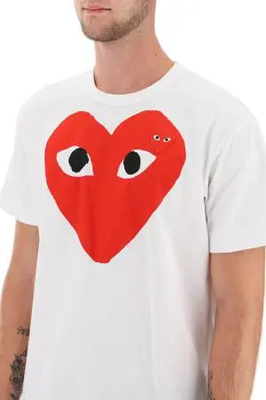 Play Comme Des Garcon Heart-print Logo-patch T-shirt
