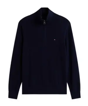 Tommy Hilfiger Logo-embroidered Half-zip Jumper - Desert Sky