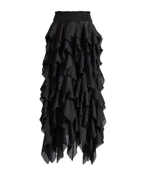 Balmain Long Ruffled Skirt - Black