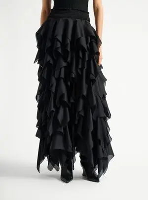 Balmain Long Ruffled Skirt