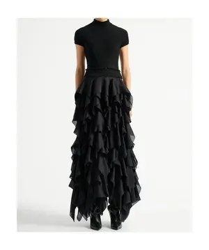 Balmain Long Ruffled Skirt