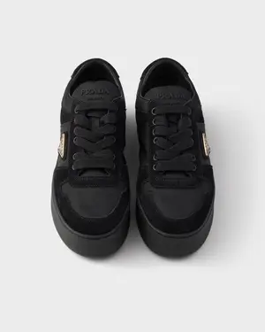 Prada Downtown Bold Re-nylon And Suede Sneakers
