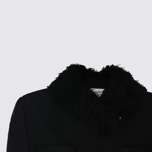 Celine Chasseur Jacket In Viscose And Wool Natt - Black