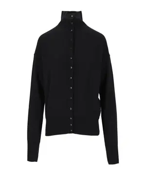 Barena Venezia Stand-up Collar Knitwear With Button Detailing - Black