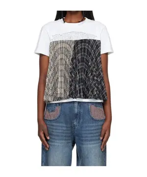 Andersson Bell Studded Pleated Blended T-shirt - Multi-color
