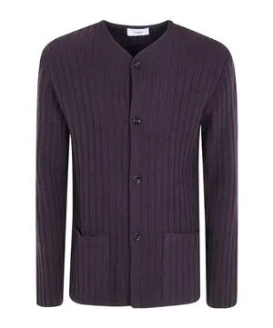 LARDINI Long Sleeve Buttoned Cardigan With Ribbed Details - No