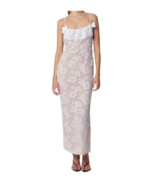 Alessandra Rich Lace Slip Dress - White