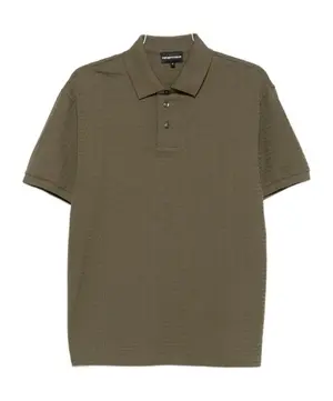 Emporio Armani Logo-jacquard Short-sleeves Polo Shirt - Green