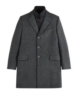 FAY Herringbone-pattern Double Coat - Grey