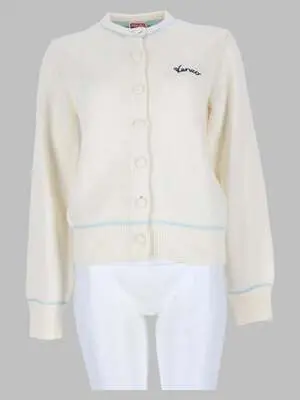 Kenzo Varsity Embroidered Knit Cardigan - Off White
