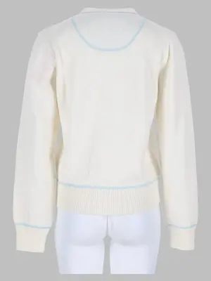 Kenzo Varsity Embroidered Knit Cardigan - Off White