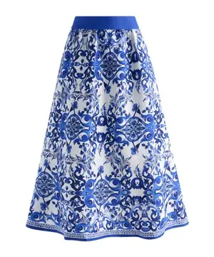 ALICEOLIVIA Earla High-waisted Flared Midi Skirt - Solstice