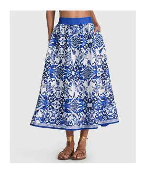 ALICEOLIVIA Earla High-waisted Flared Midi Skirt