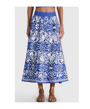 ALICEOLIVIA Earla High-waisted Flared Midi Skirt