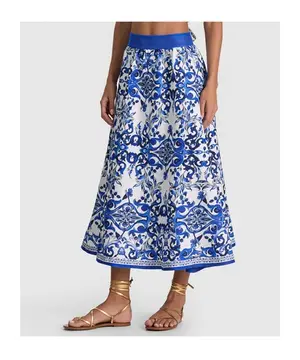 ALICEOLIVIA Earla High-waisted Flared Midi Skirt