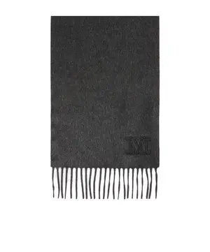 Max Mara Cashmere Stole With Monogram Embroidery Dark Grey - Dark Gray