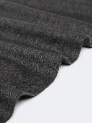 Max Mara Cashmere Stole With Monogram Embroidery Dark Grey