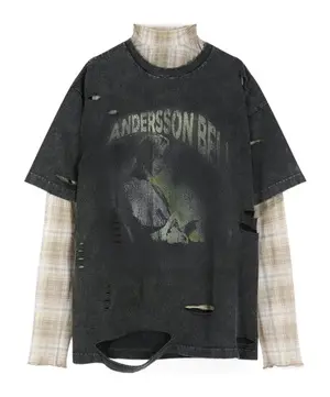 Andersson Bell Layered Printed T-shirt - Charcoal-grey
