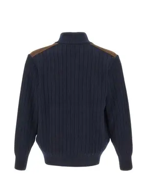 Paul & Shark Ribbed Zip-up Cardigan With Stand Collar