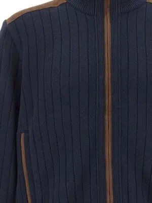Paul & Shark Ribbed Zip-up Cardigan With Stand Collar