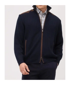 Paul & Shark Ribbed Zip-up Cardigan With Stand Collar