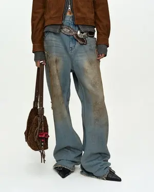 Andersson Bell Ripped Wide-leg Jeans
