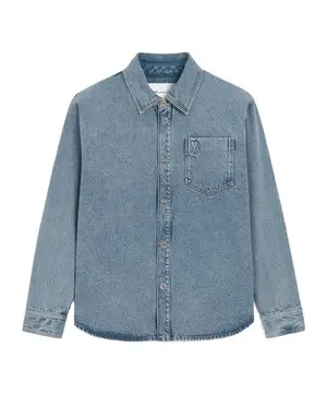 AMI Paris Blue Cotton Overshirt With De Coeur - Used Blue