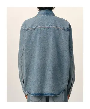 AMI Paris Blue Cotton Overshirt With De Coeur