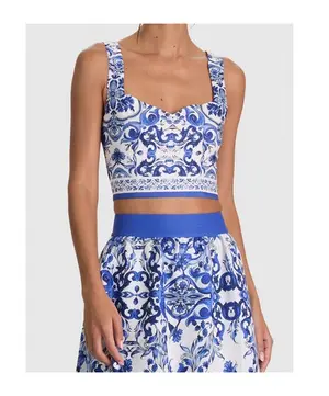 ALICEOLIVIA Miriam Sweetheart Cropped Top