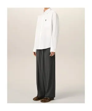 AMI Paris Boxy Cotton Shirt With De Coeur