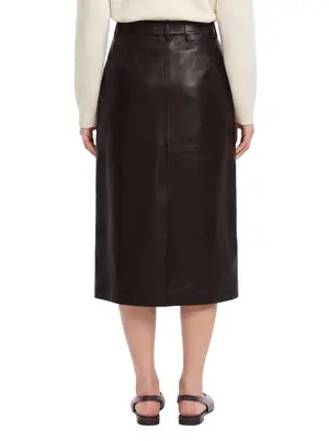Max Mara Gita Leather Midi Skirt - No