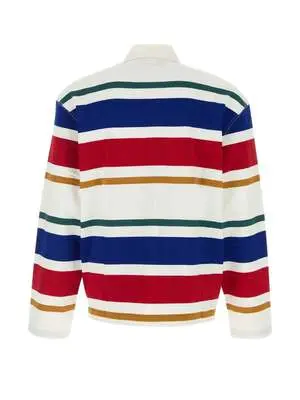 AMI Paris Patch Striped Polo Shirt - White/blue/red