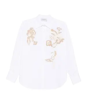 ERMANNO FIRENZE Embroidered-floral Long-sleeves Shirt - White