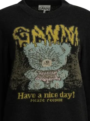 GANNI Teddy Jacquard Knitted Sweater - Phantom Black