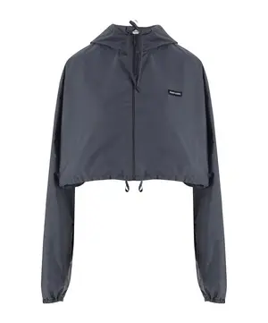 Miu Miu Cropped Hooded Jacket - Hematite