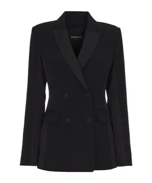 Patrizia Pepe Double-breasted Crepe Blazer - Black
