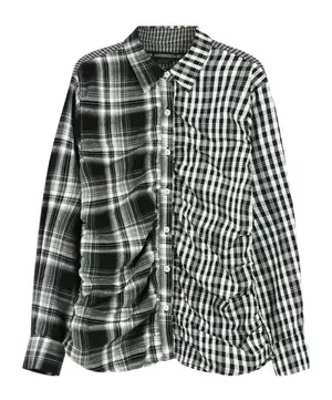 Andersson Bell Pleated Plaid Shirt - Black