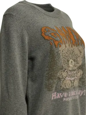 GANNI Teddy Intarsia Knitted Jumper - Grey