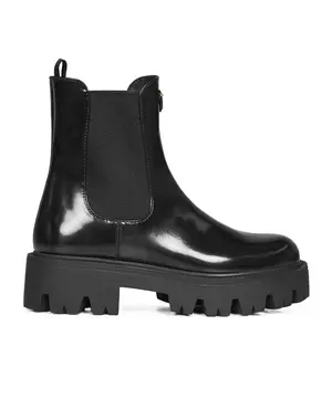 Prada Logo Plaque Chelsea Boots - Black