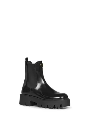 Prada Logo Plaque Chelsea Boots